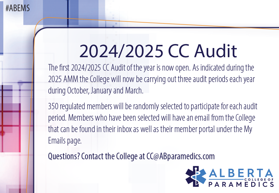 2024/2025 CC Audit is open – Alberta College of Paramedics
